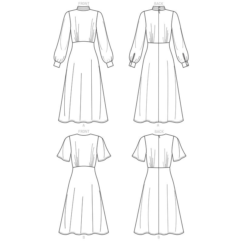 Sewing Pattern for Womens Dress, Long Sleeve Dress, Midi Dress, Winter ...