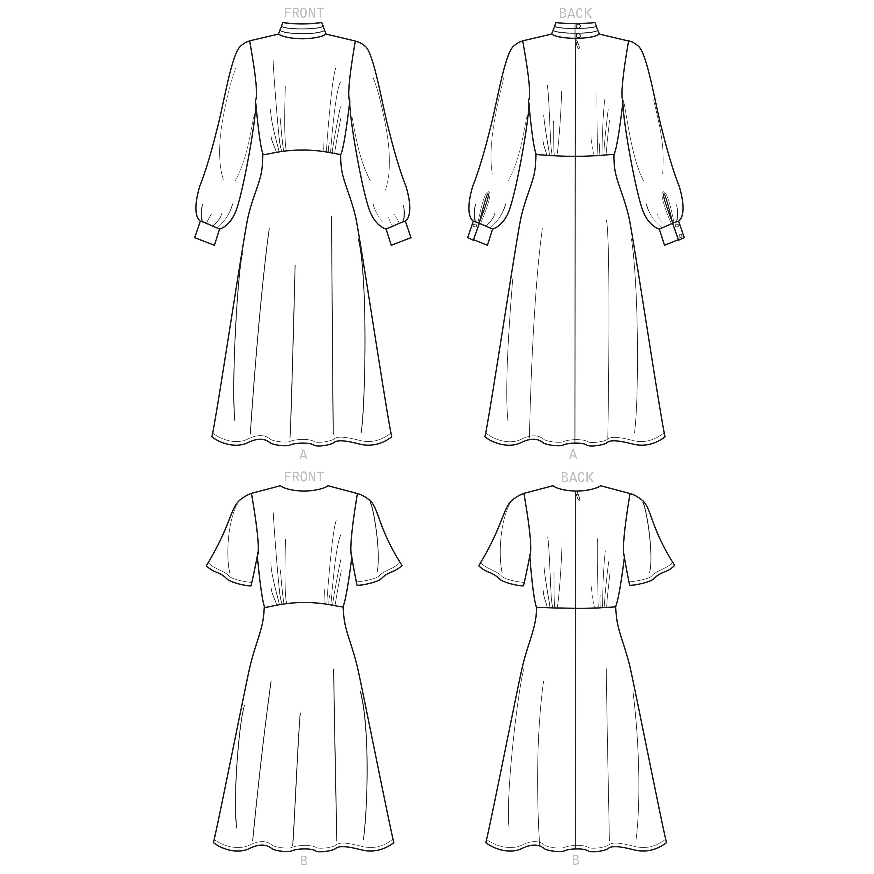 Sewing Pattern for Womens Dress, Long Sleeve Dress, Midi Dress, Winter ...