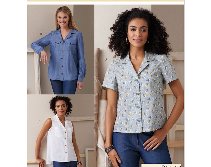 Sewing Pattern for Women's Tops, Button Front Tops, Tank Top, Collared ...