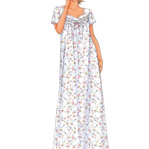 Easy Sewing Pattern for Women's Nightgown, Floor Length Nightgown ...