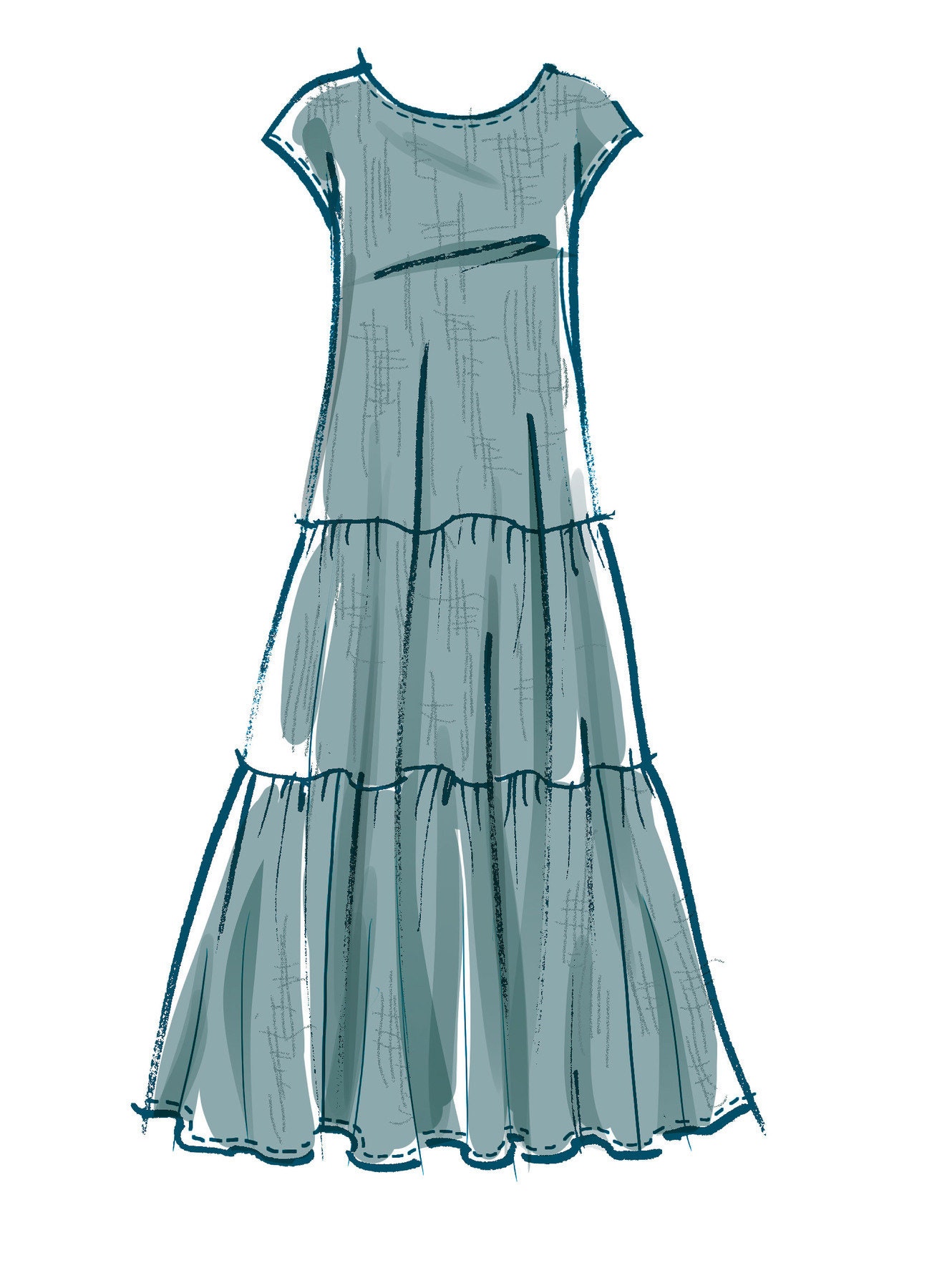 Sewing Pattern for Womens Dress Pullover Dress Tiered Dress - Etsy