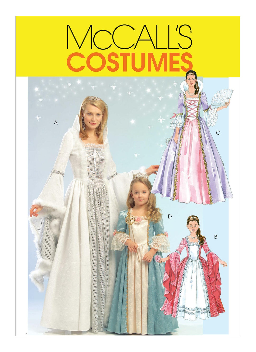Sewing Pattern for Women's and Girl's Princess Costume Dress, Girls ...