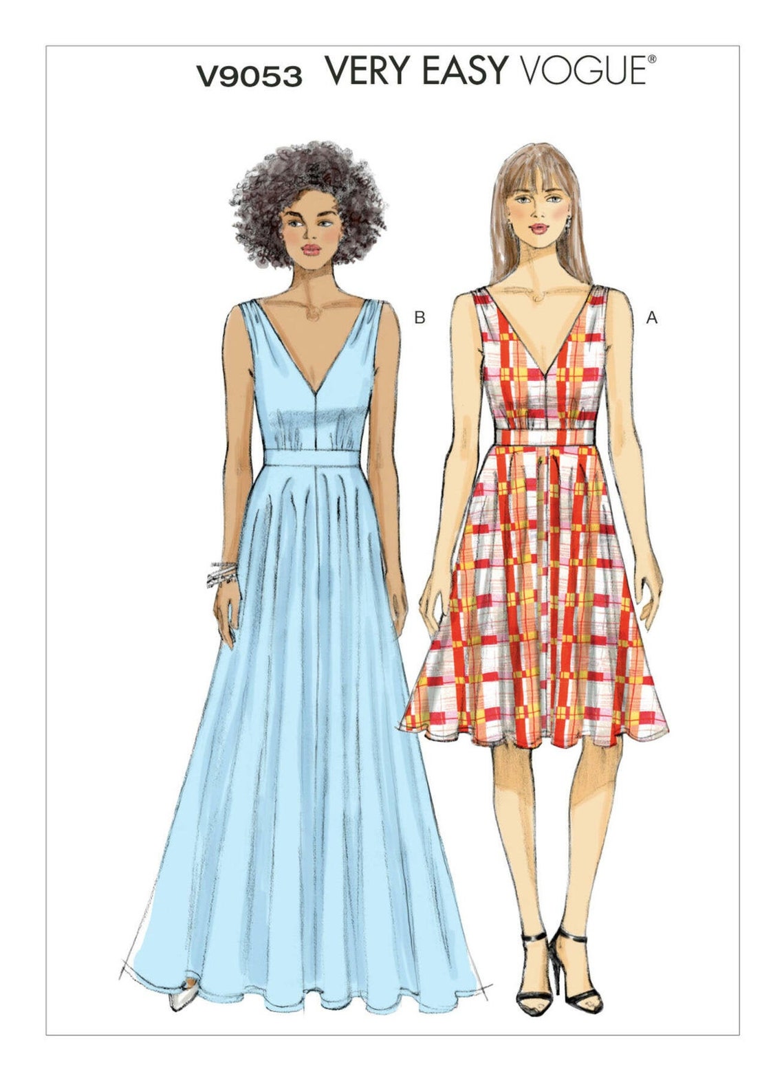 Vogue Sewing Pattern for Womens Dress, Maxi Dress, Summer Dress, Deep V ...