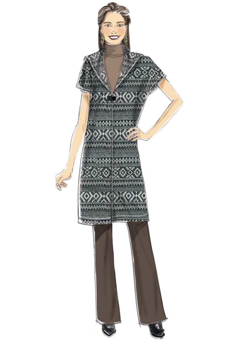 Easy Sewing Pattern for Women's Jacket, Long Coat Pattern, Shawl Collar ...