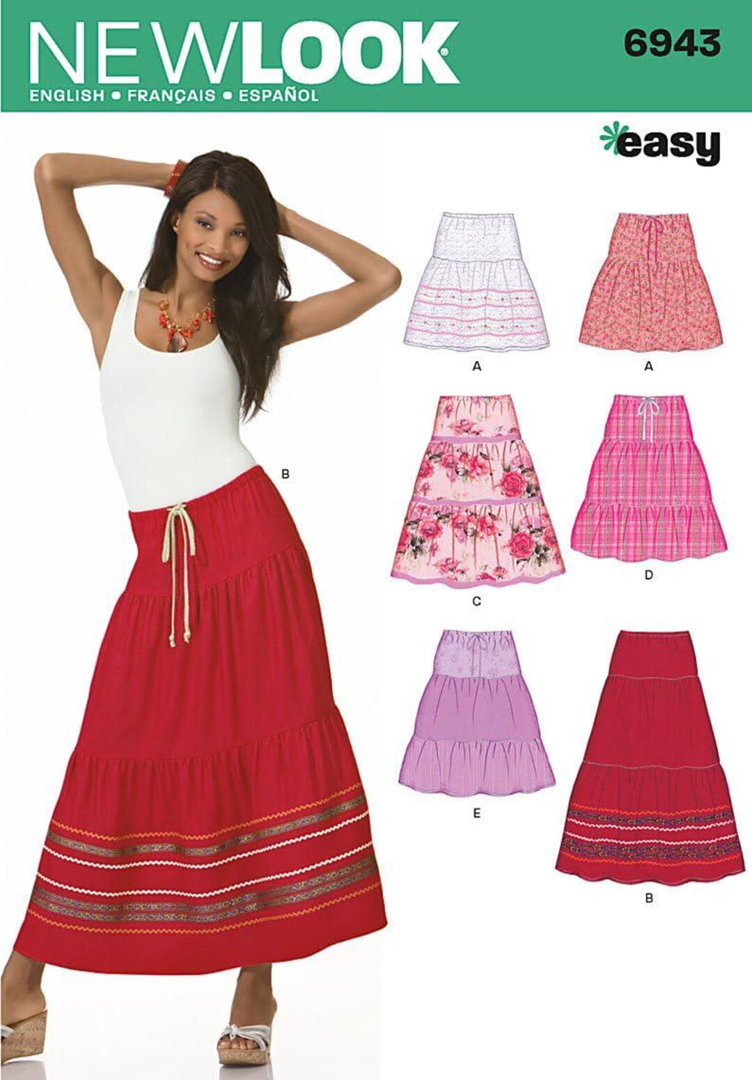 Easy Sewing Pattern for Womens Skirts, Flared Skirt, High Waisted Skirt ...