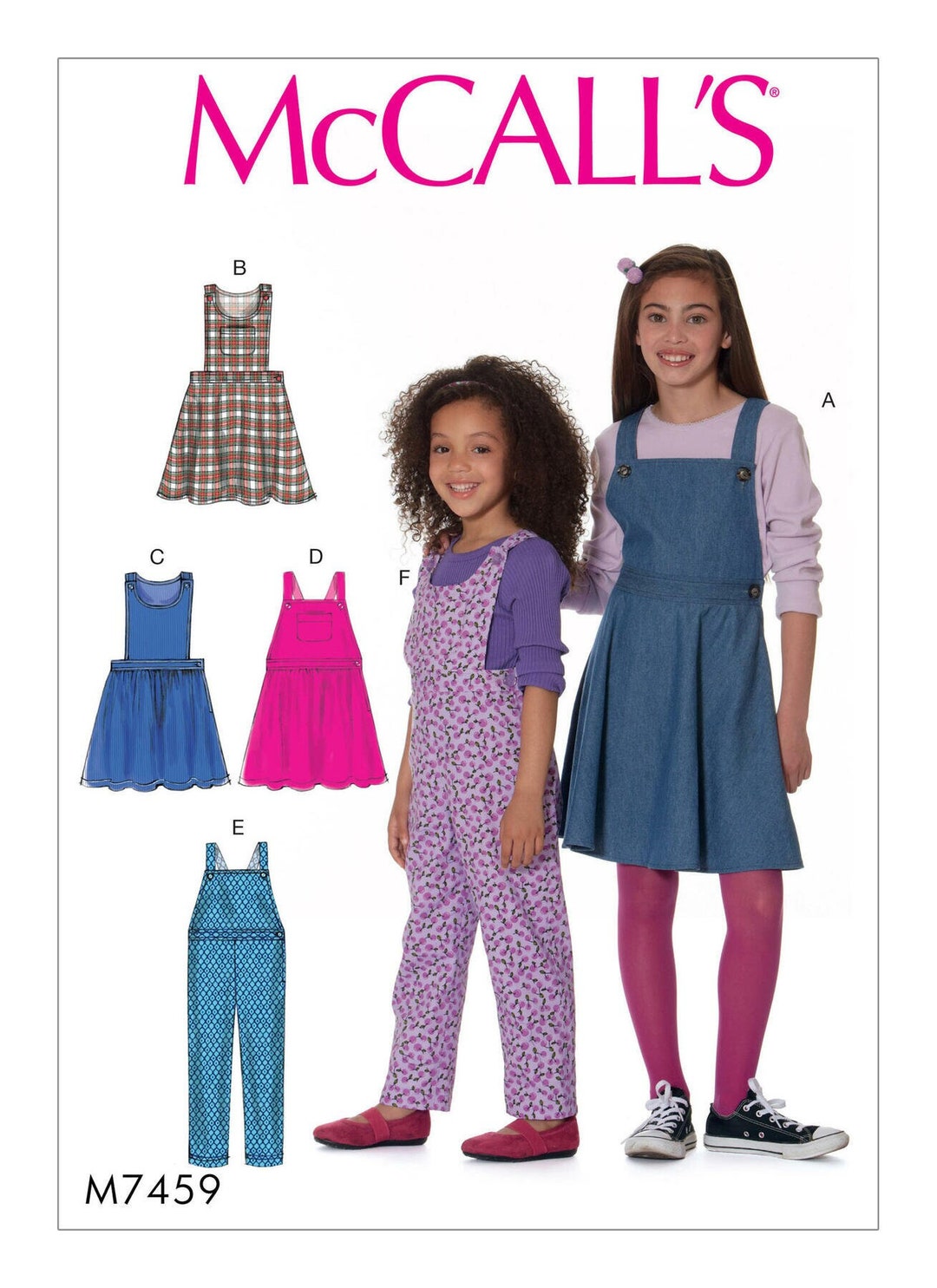 Easy Sewing Pattern for Girls Dress and Overalls, Girls Jumper Pattern ...