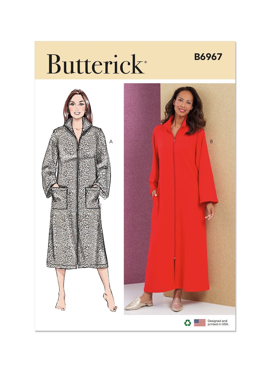 Sewing Pattern for Women's Robe, Zip Front Robe, House Dress, Hooded ...