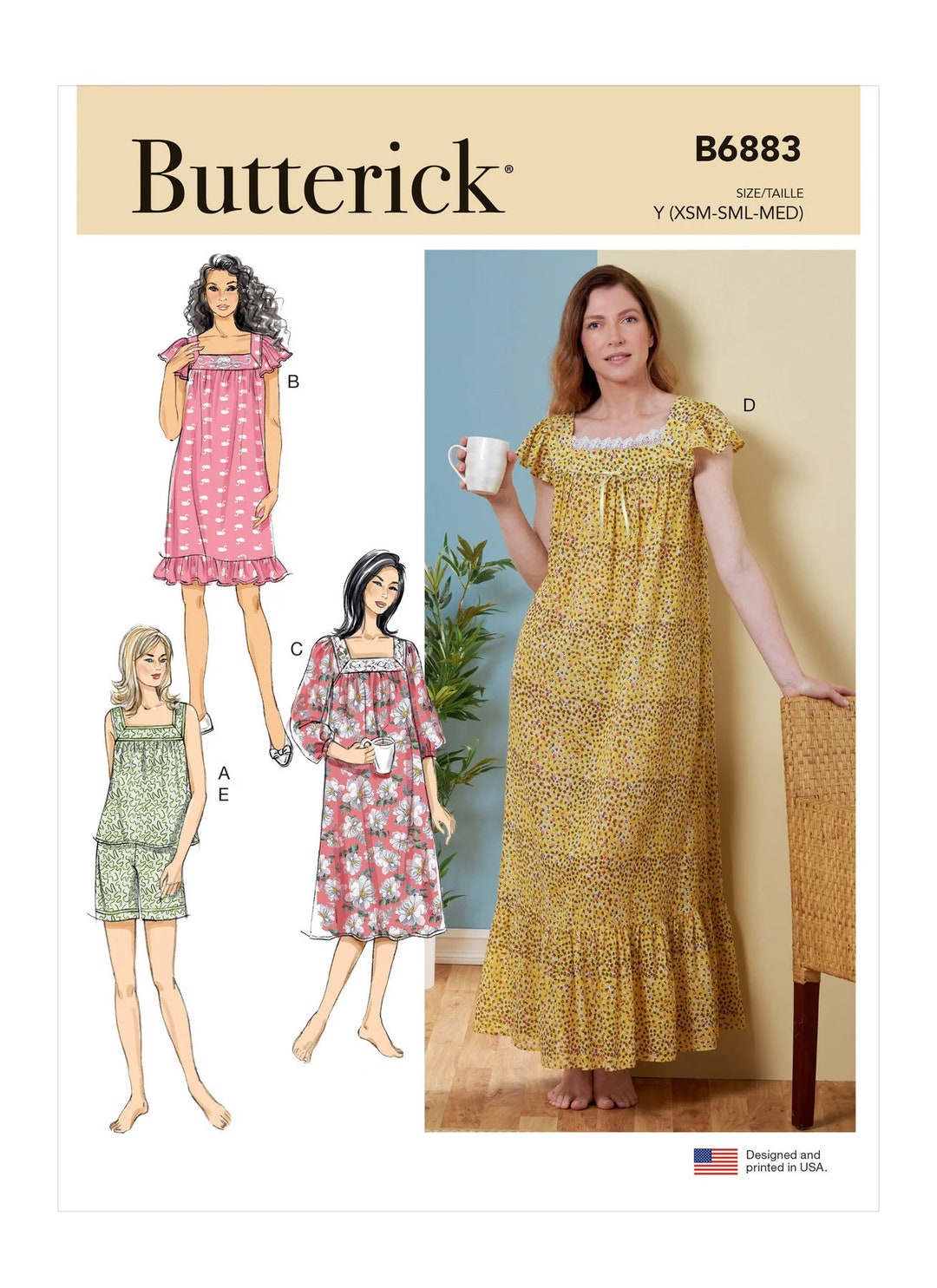 Sewing Pattern for Womens Pajamas and Nightgown, Camisole, Pajama Tops ...