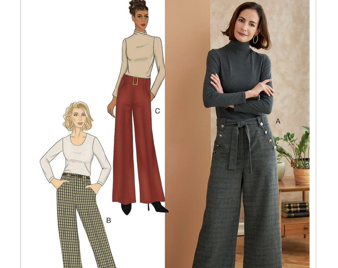 Sewing Pattern for Womens Pants, High Waisted Jeans Pattern, Cropped ...