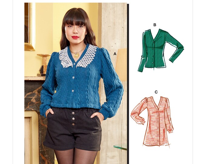 Easy Sewing Pattern for Women's Cardigan Jacket, Button Front Cardigan ...