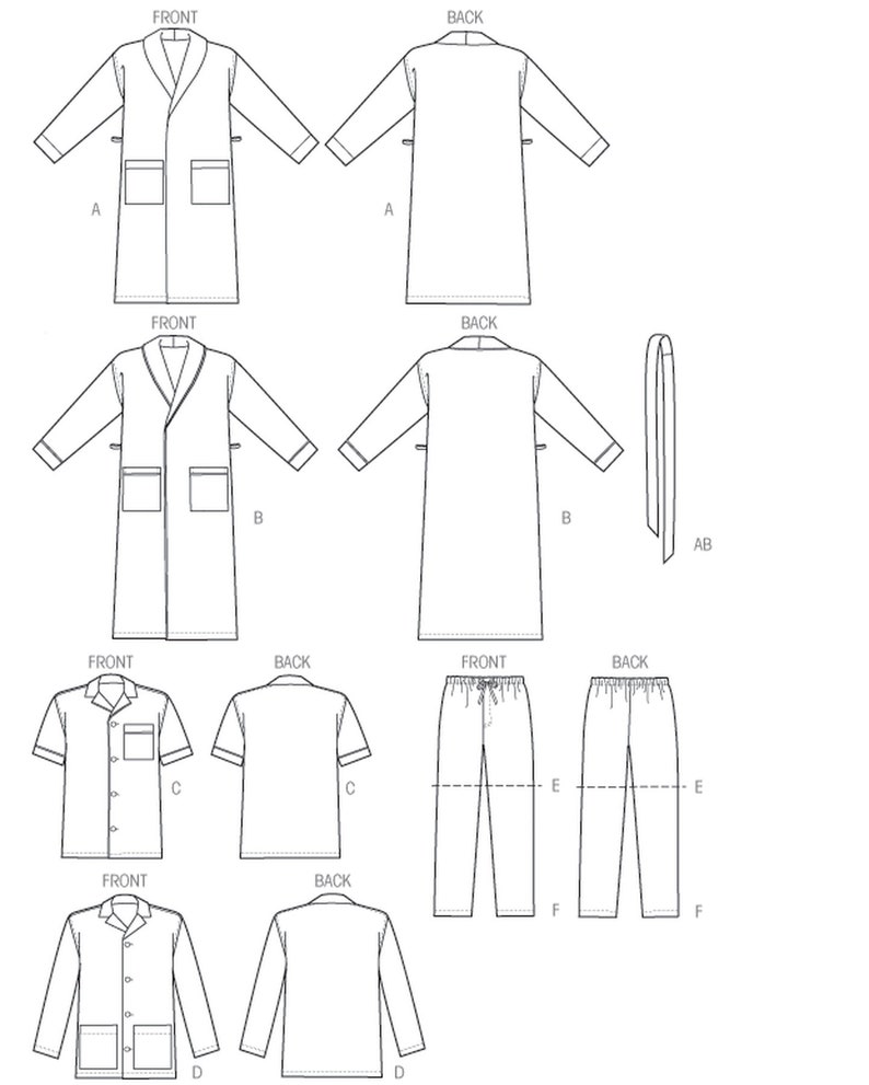 Vogue Sewing Pattern for Men's Pajamas Mens Robe Pattern | Etsy