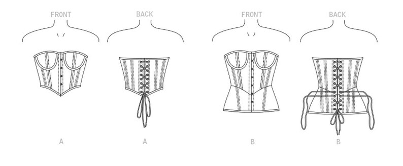 Vogue Sewing Pattern for Womens Corset Tops, Boned Corsets, Lace Back ...