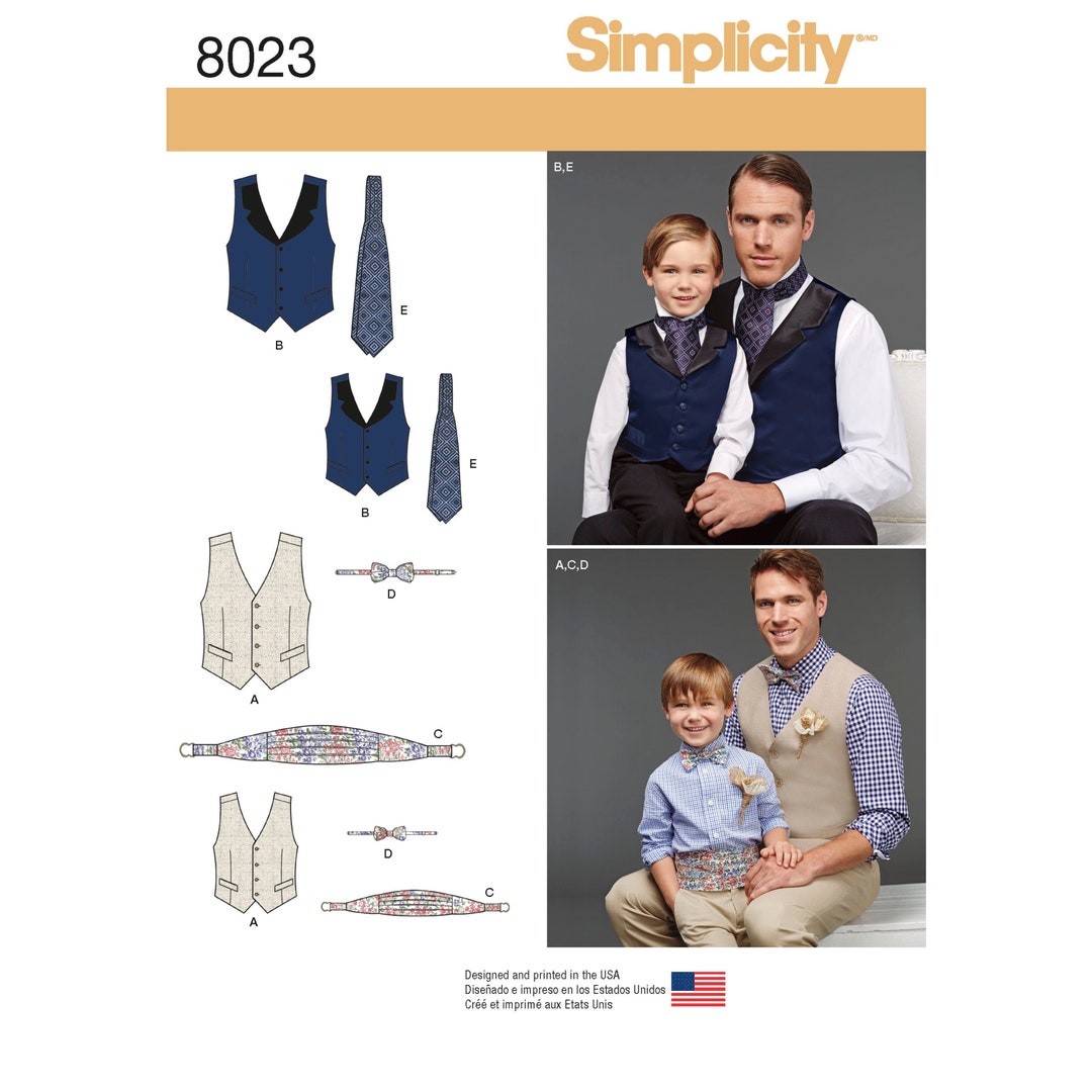 Sewing Pattern for Mens and Boys Vests and Ties, Mens Vest, Necktie ...