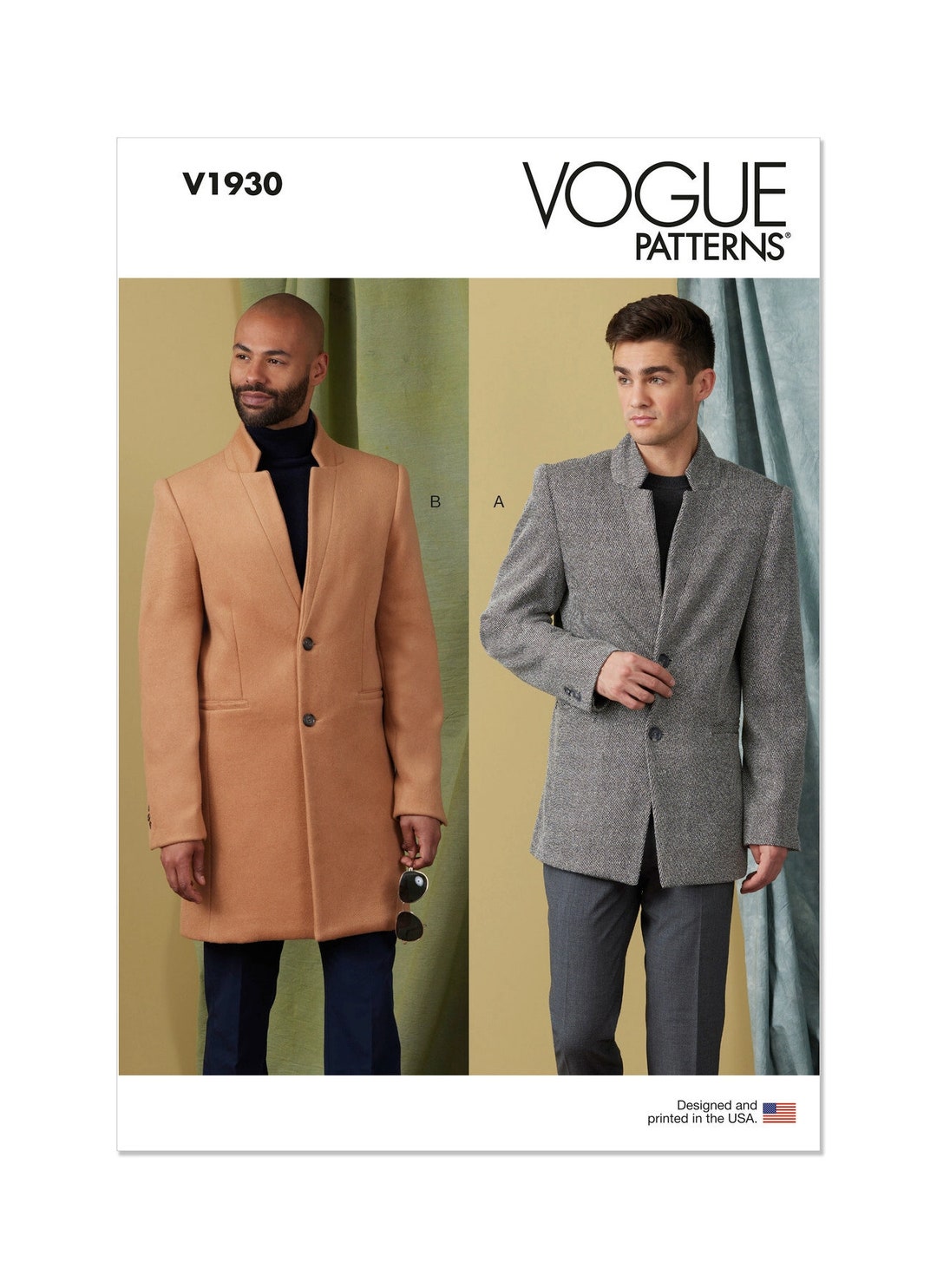 Vogue Sewing Pattern for Men's Jackets, Blazer Jacket, Mens Peacoat ...