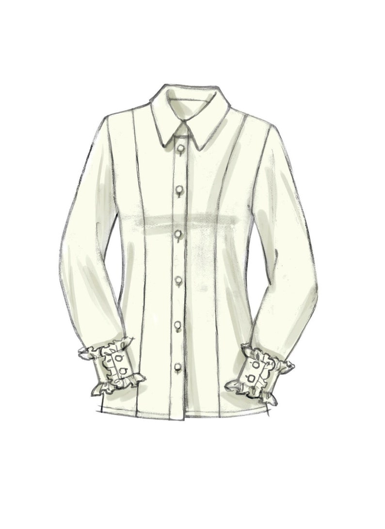 Vogue Sewing Pattern for Womens Tops, Button Front Top Pattern, Long ...