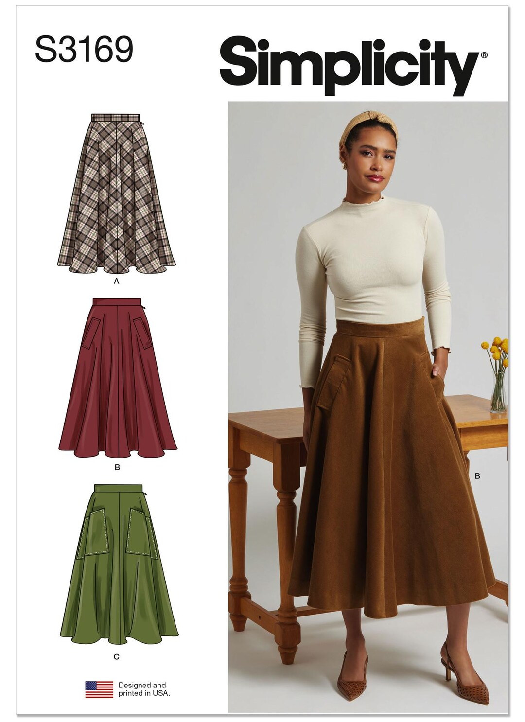 Sewing Pattern for Womens Skirts, Flared Skirt, High Waisted Skirt ...