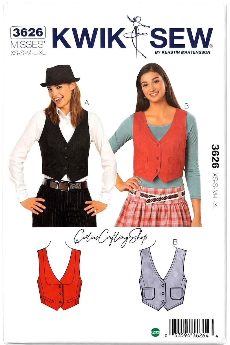 Sewing Pattern for Womens Vests, Button Front Vest, Fitted Vest, Womens ...