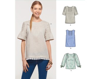 Easy Sewing Pattern for Women's Tops, Pullover Tunic, Tank Top, Puff ...