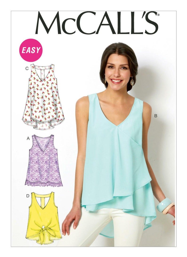 Easy Sewing Pattern for Women's Tops and Tunics, Tank Top Pattern, V ...