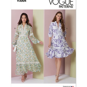 Vogue Sewing Pattern for Womens Dress, Maxi Dress, Long Sleeve Dress ...