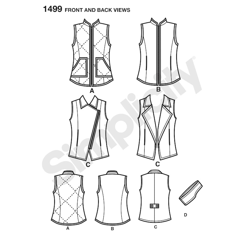 Sewing Pattern for Womens Vests and Headband, Zip Front Vest, Quilted ...