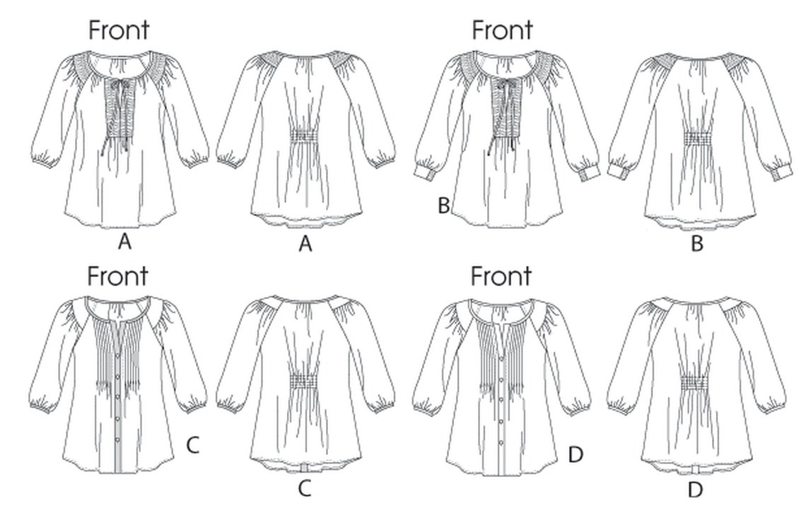 Sewing Pattern for Women's Tops, Shirred Tunic, Pullover Tops, Loose ...