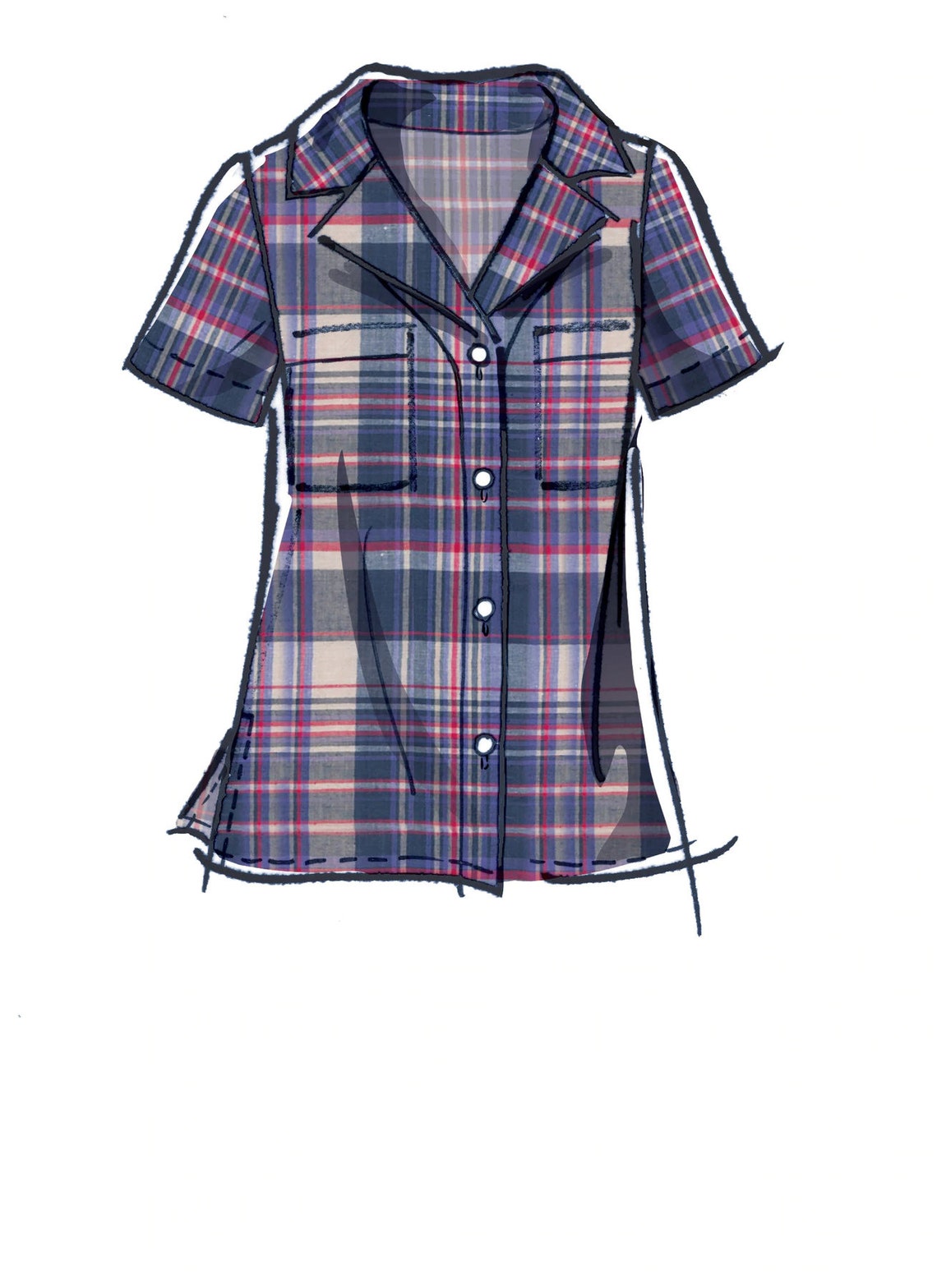 Sewing Pattern for Womens Tops, Short or Long Sleeve Tops, Button Front ...