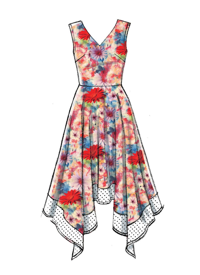 Sewing Pattern for Women's Dress Handkerchief Hem Dress - Etsy