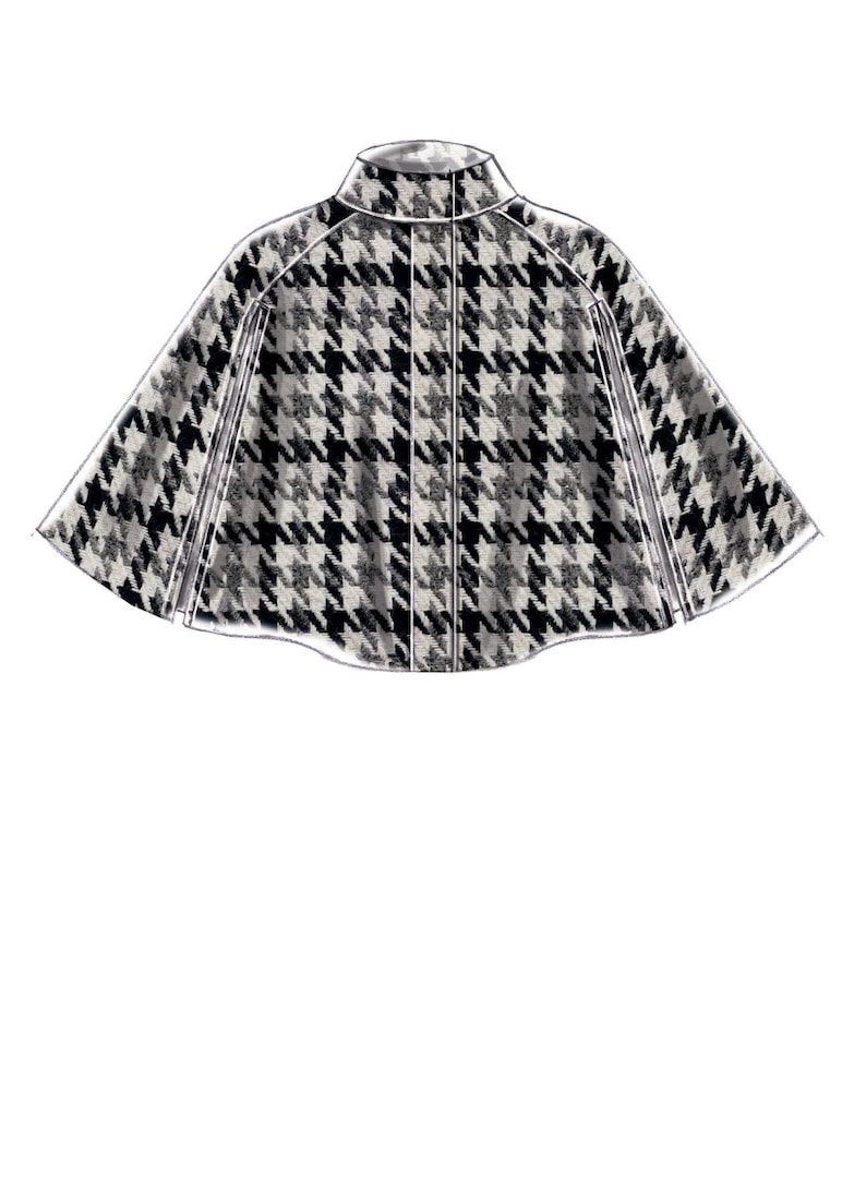 Sewing Pattern for Womens Cape Jacket, Hooded Cape Coat, Button Front ...