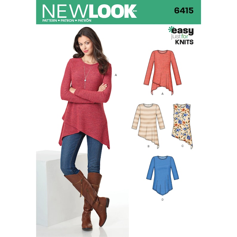 Easy Sewing Pattern for Women's Knit Tops, Pullover Tunic, Basic Tops ...