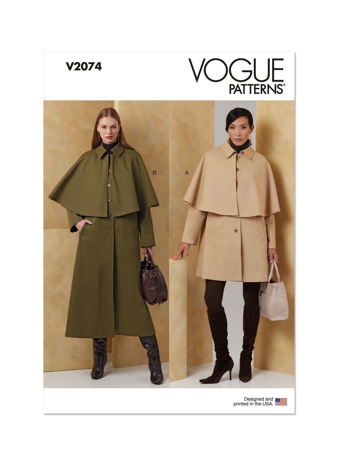 Vogue Sewing Pattern for Womens Cape Jackets, Button Front Jacket ...