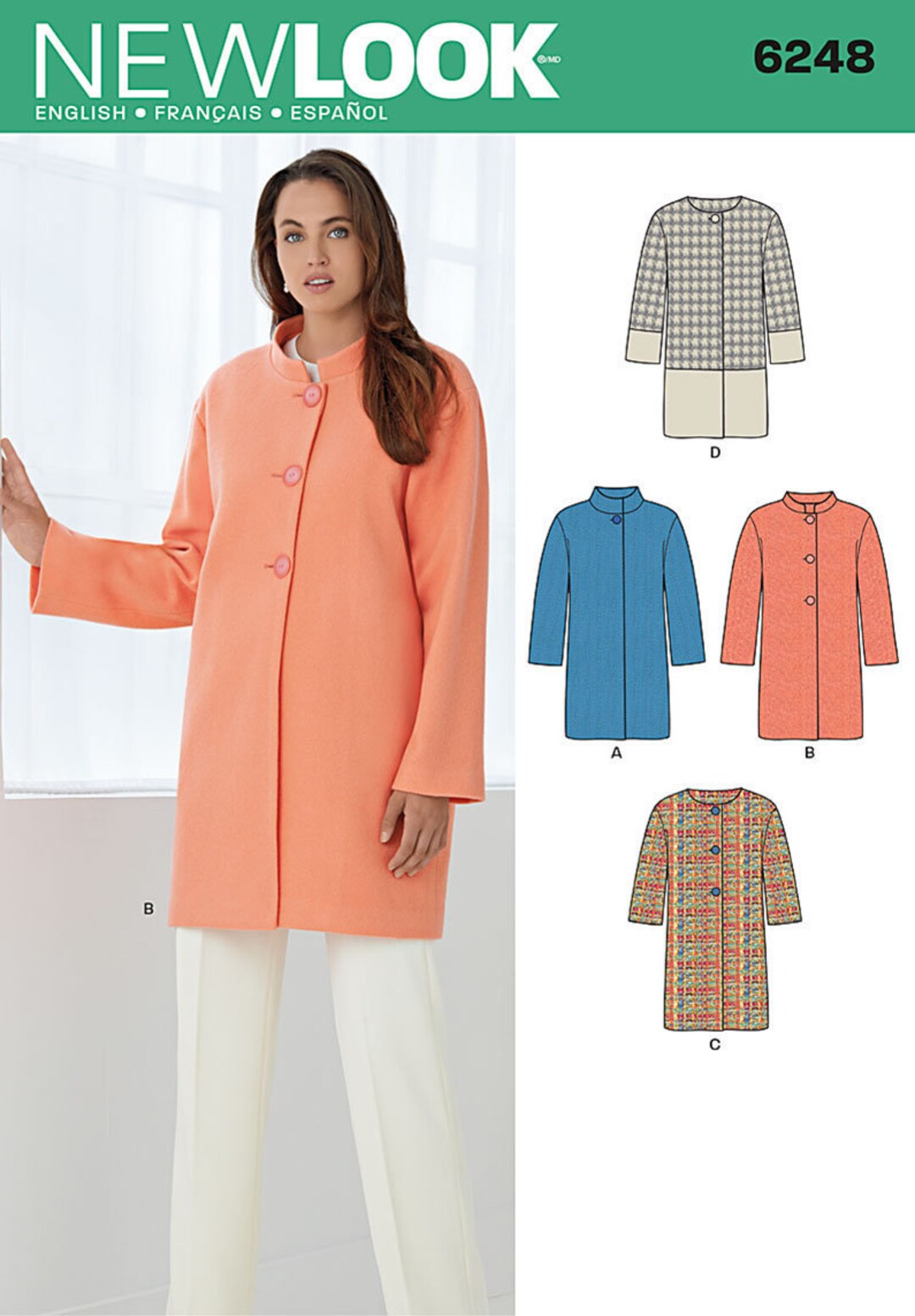 Sewing Pattern for Womens Jacket, Button Front Jacket, Long Jacket ...