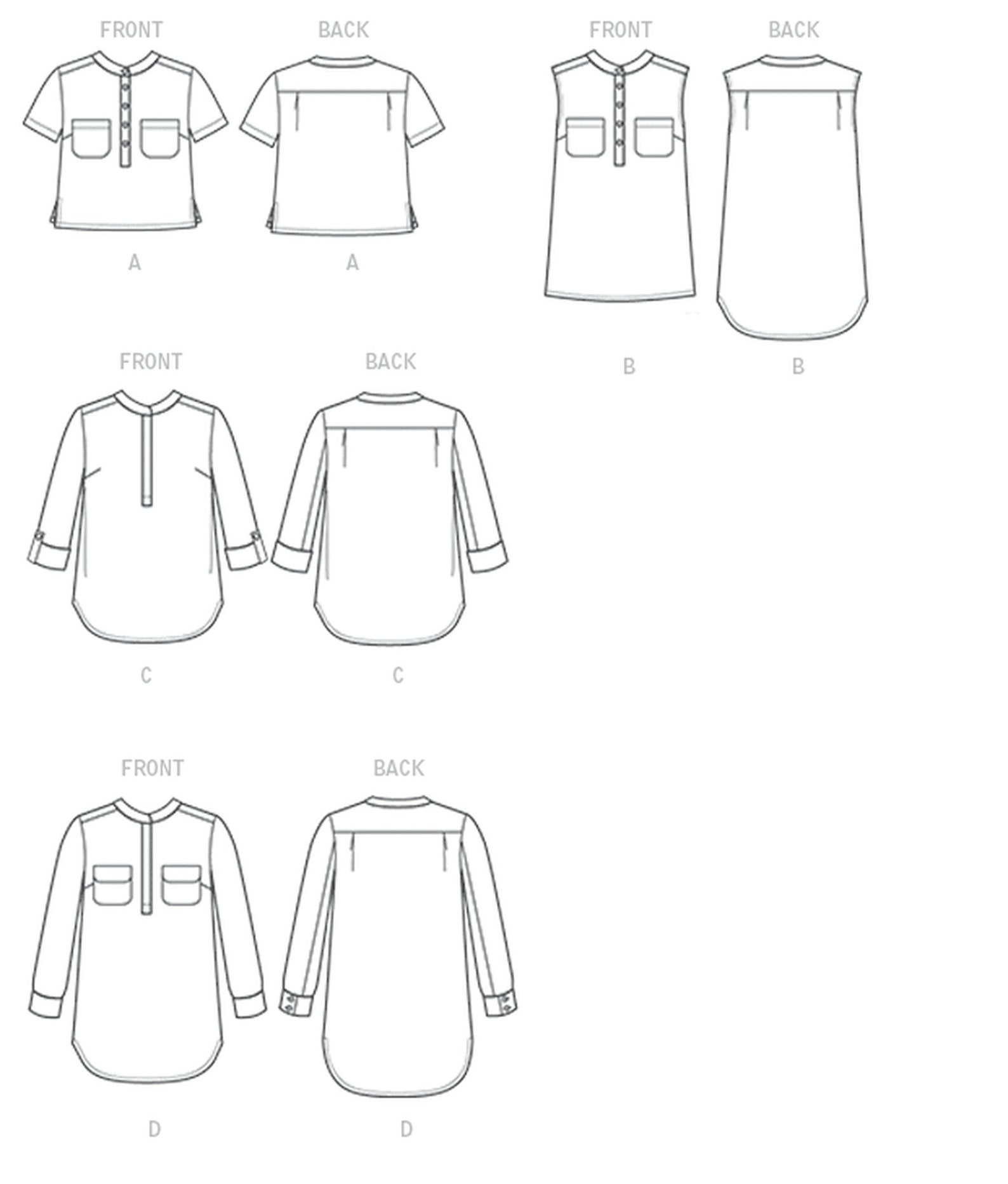 Sewing Pattern for Womens Tops, Short or Long Sleeve Tops, Button Front ...
