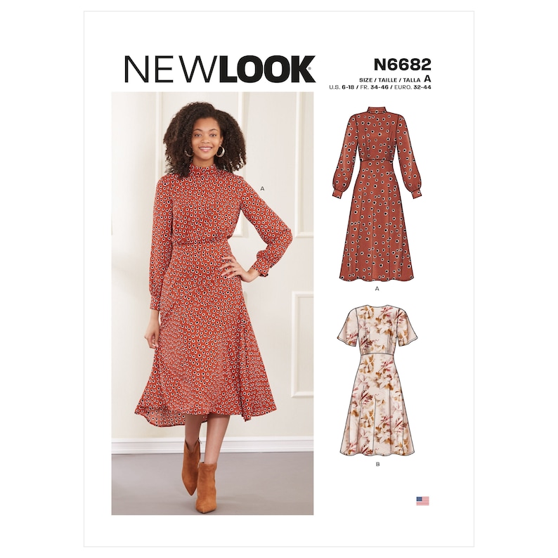 Sewing Pattern for Womens Dress, Long Sleeve Dress, Midi Dress, Winter ...