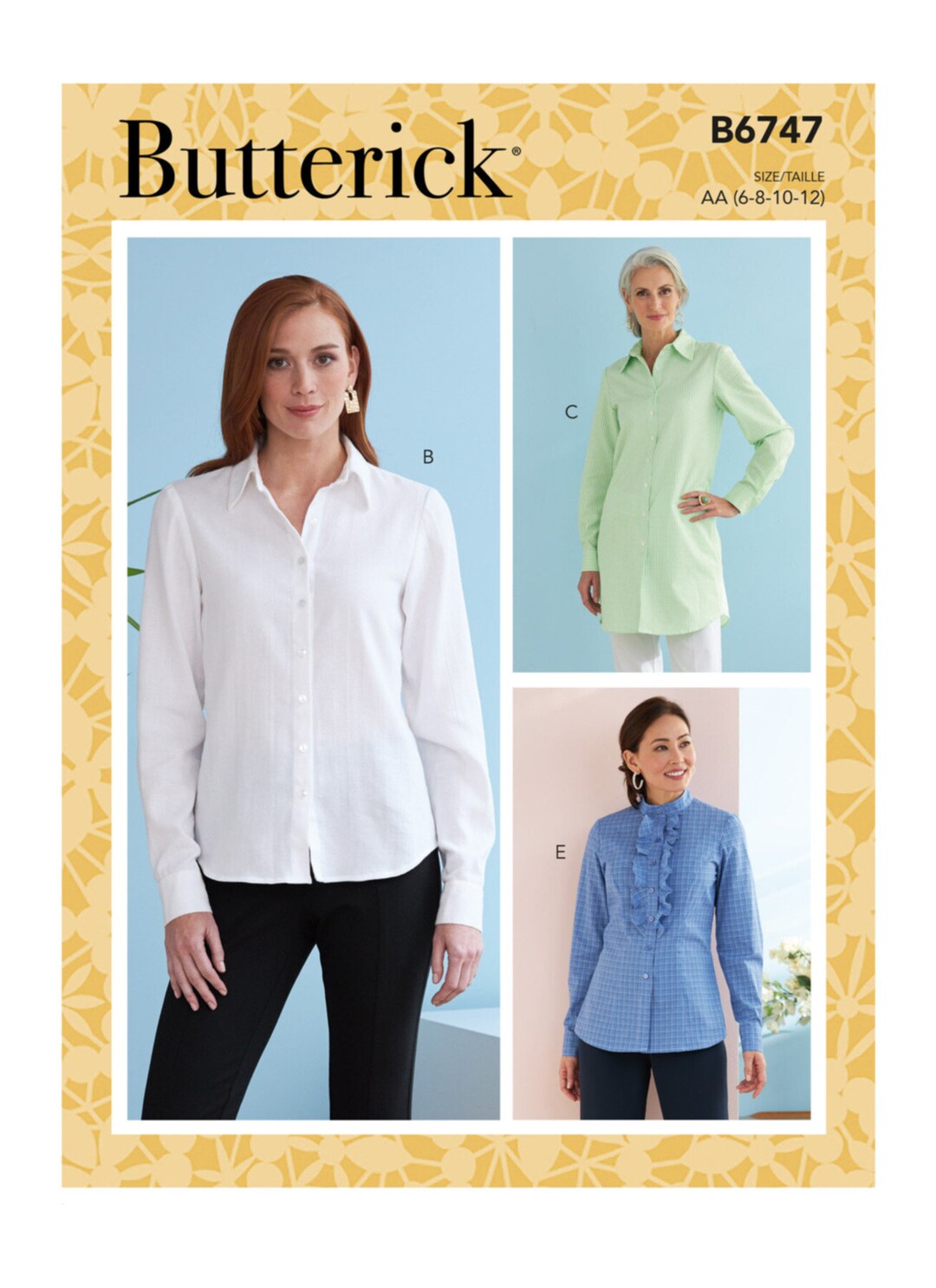 Sewing Pattern for Women's Tops, Button Front Tops, Collared Shirt ...