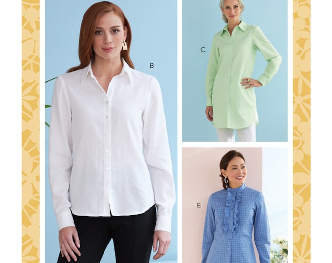 Sewing Pattern for Women's Tops, Button Front Tops, Collared Shirt ...