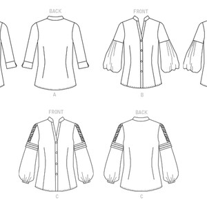 Sewing Pattern for Women's Tops, Button Front Tops, Puff Sleeve Top ...