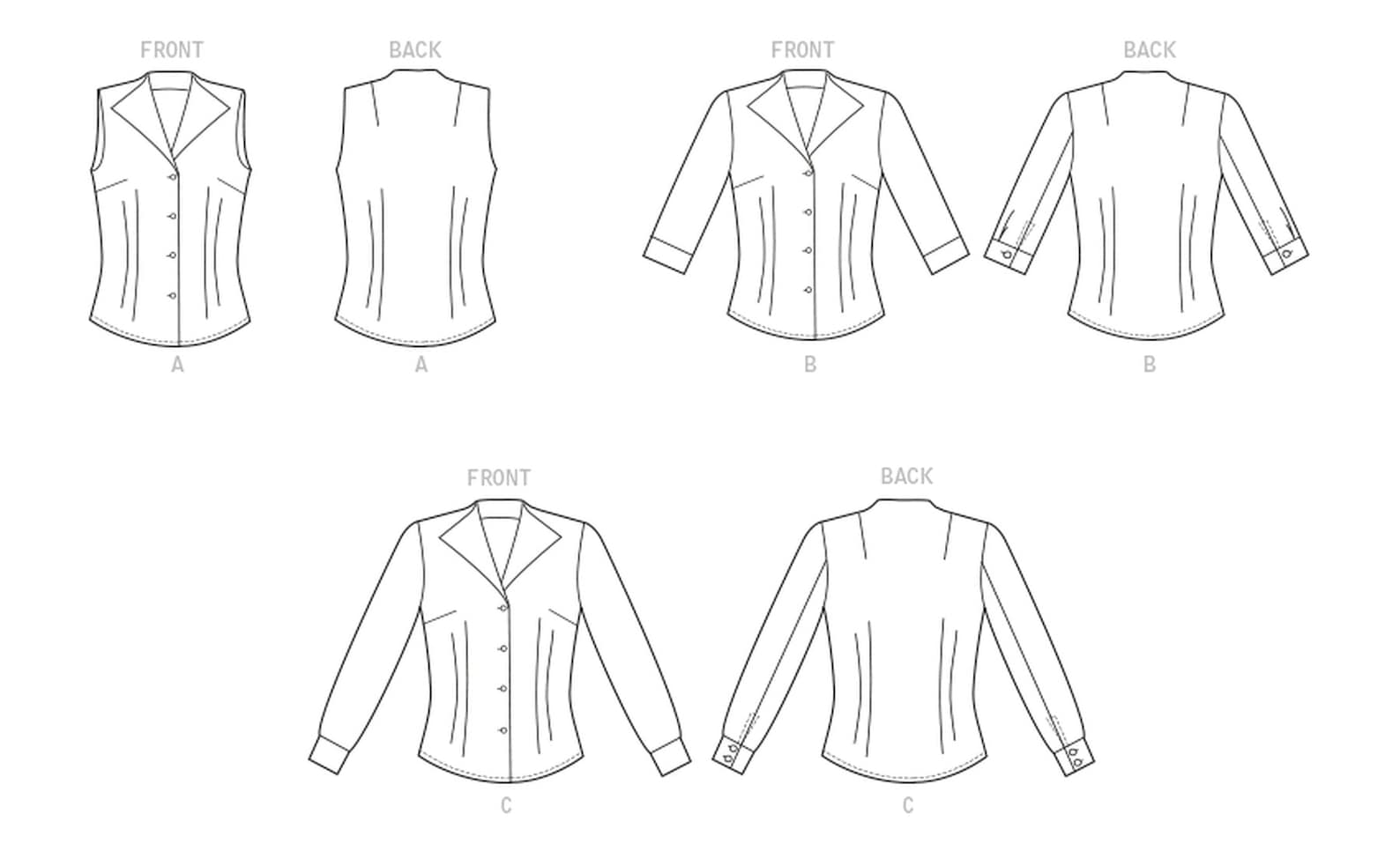 Sewing Pattern for Women's Tops, Button Down Tops, Classic Tops, Fold ...