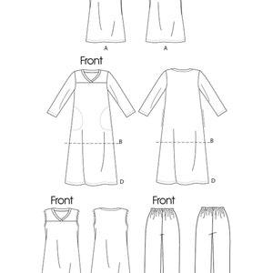 Sewing Pattern for Women's Knit Pajamas and Nightgown, Pajama Top and ...
