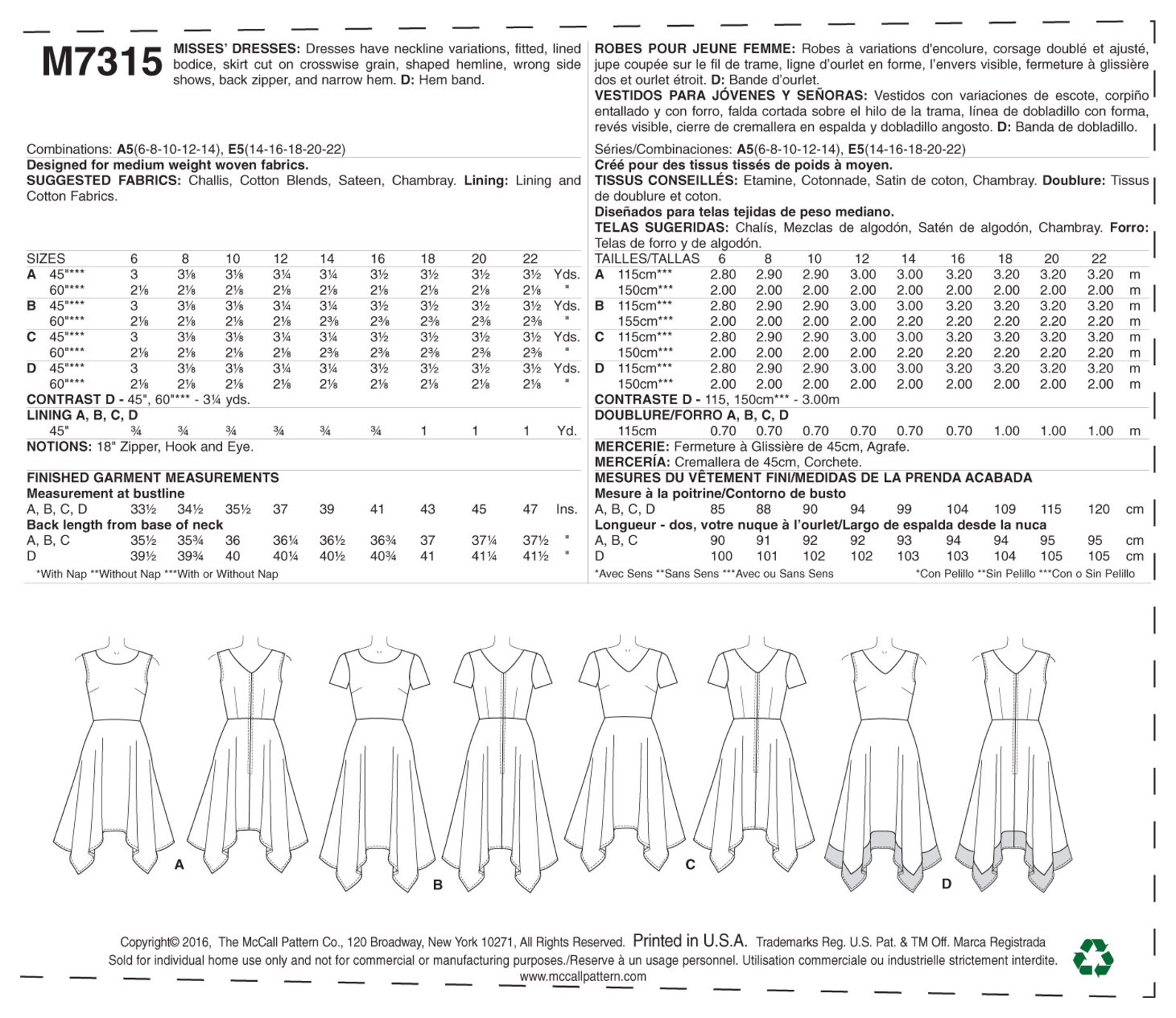 Sewing Pattern for Women's Dress Handkerchief Hem Dress | Etsy