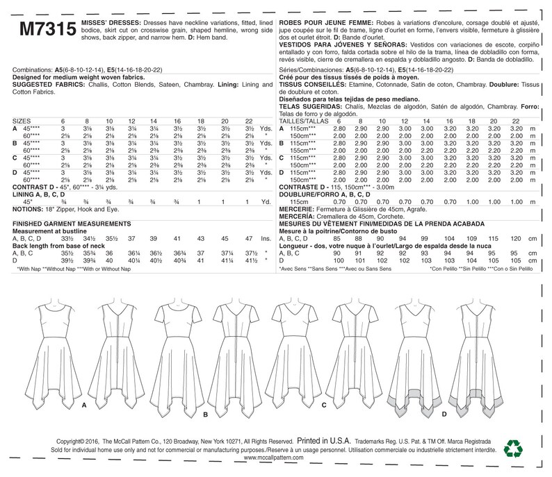 Sewing Pattern for Women's Dress Handkerchief Hem Dress | Etsy