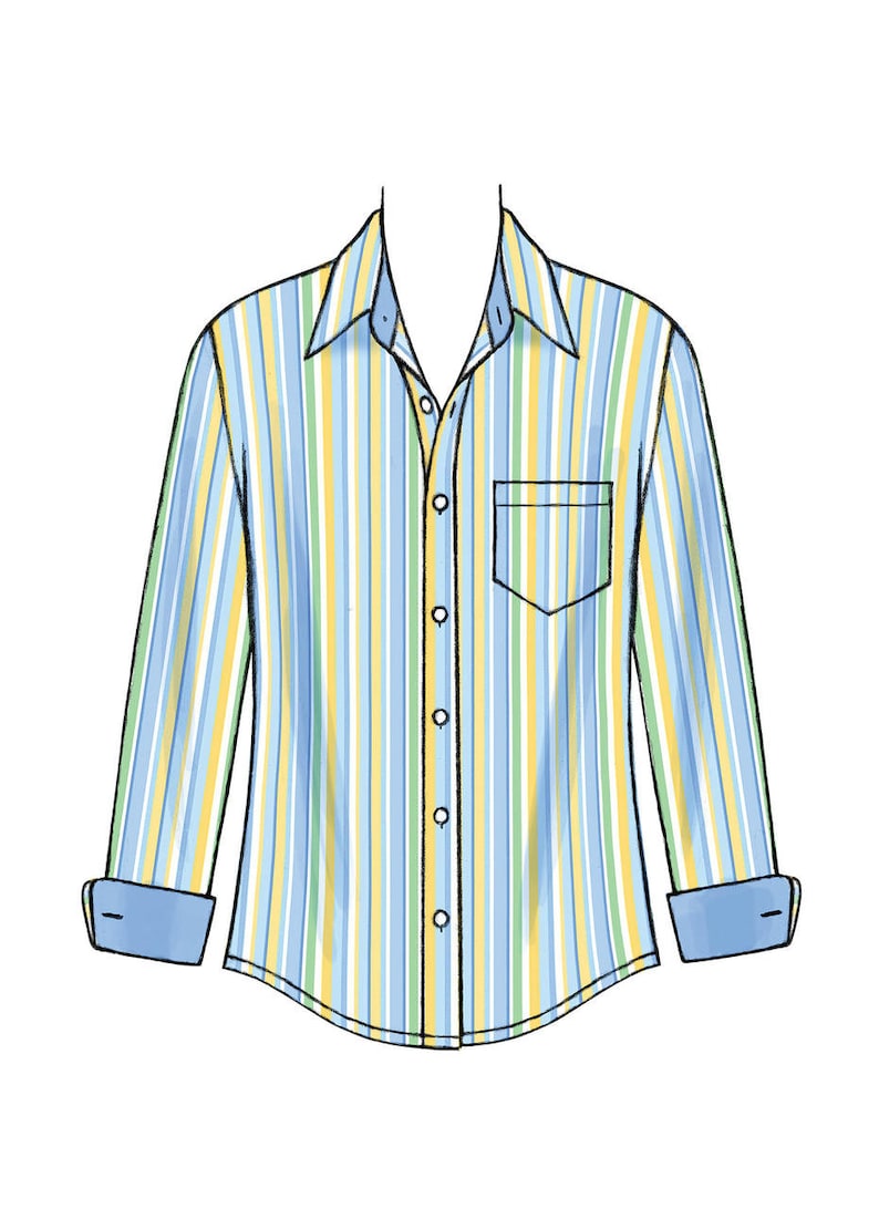 Sewing Pattern for Men's Button Down Shirt, Mens Collared Shirt Pattern ...