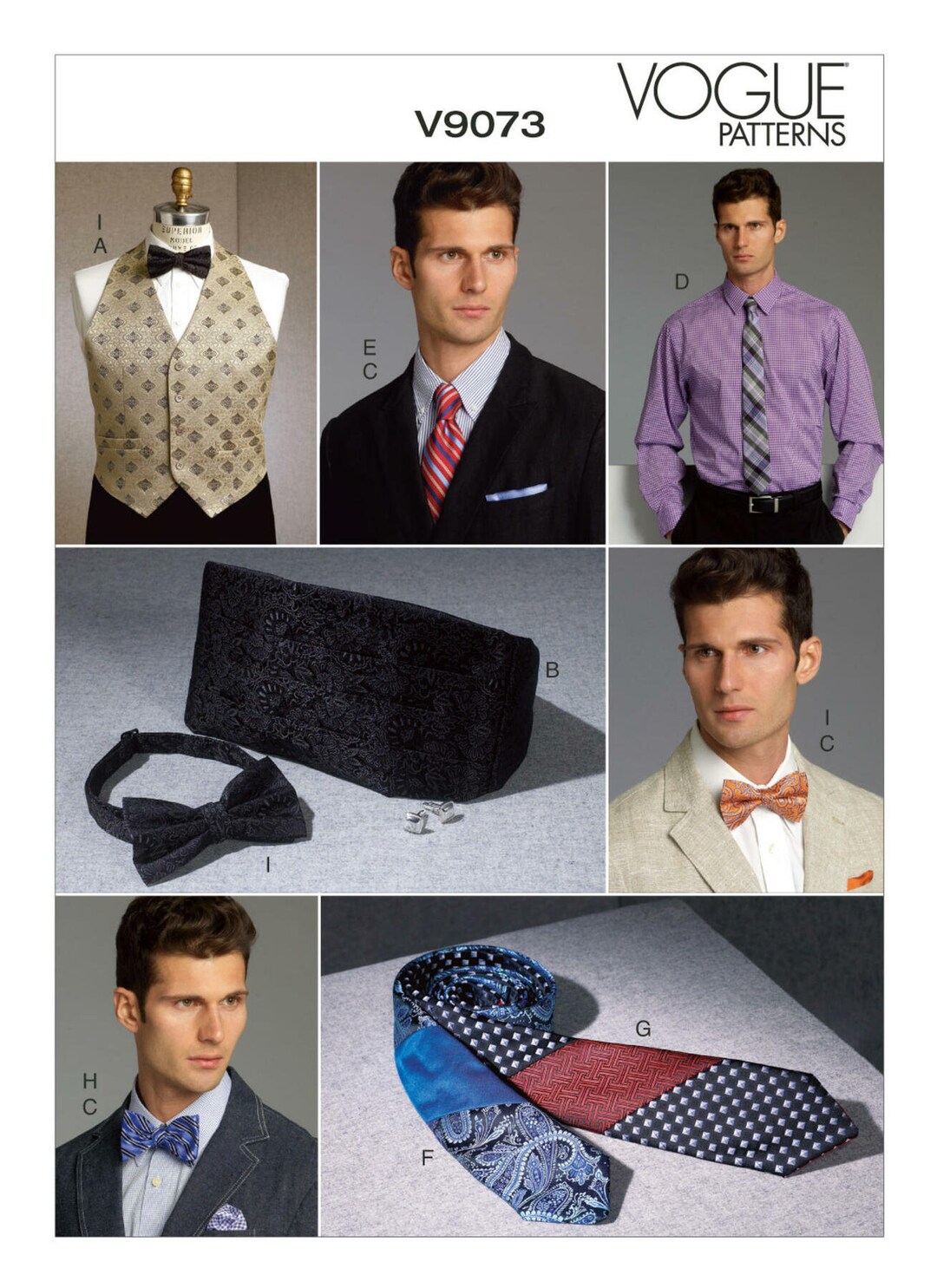 Vogue Sewing Pattern for Men's Vest, Cummerbund, Pocket Square, and ...