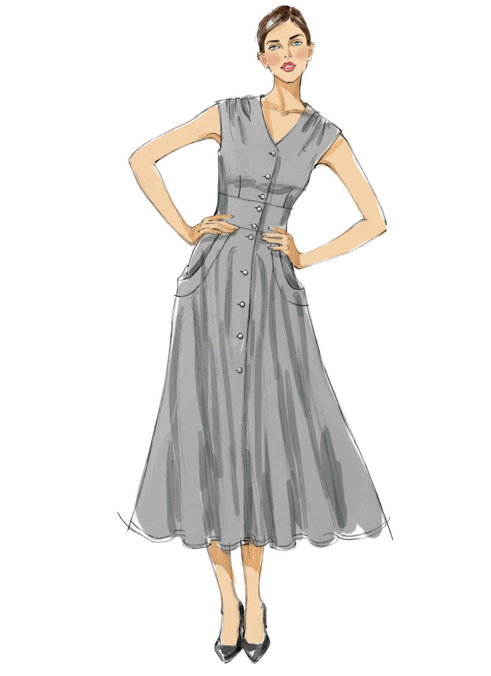 Vogue Sewing Pattern for Womens Dress, Shirt Dress Pattern, Button ...