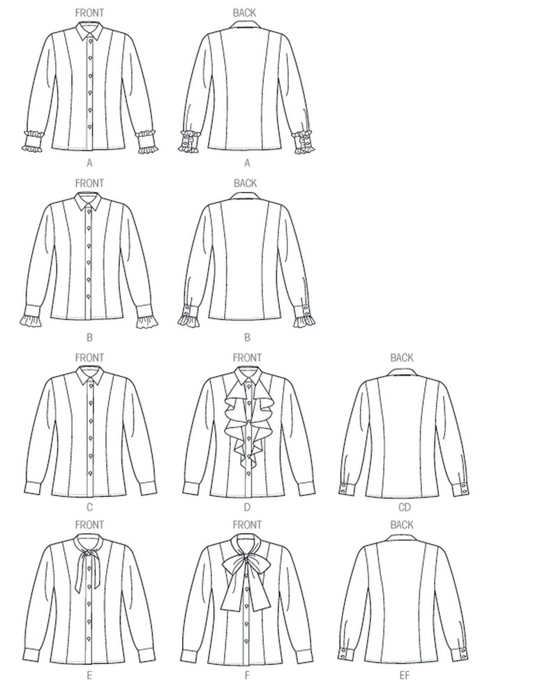 Vogue Sewing Pattern for Womens Tops, Button Front Top Pattern, Long ...