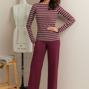 Easy Sewing Pattern for Women's Knit Tops and Pants, Wide Leg Pants ...