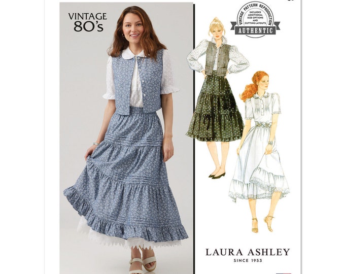 Sewing Pattern for Womens Skirt, Top, and Vest, Western Skirt, Maxi Skirt, Petticoat, Tiered ...