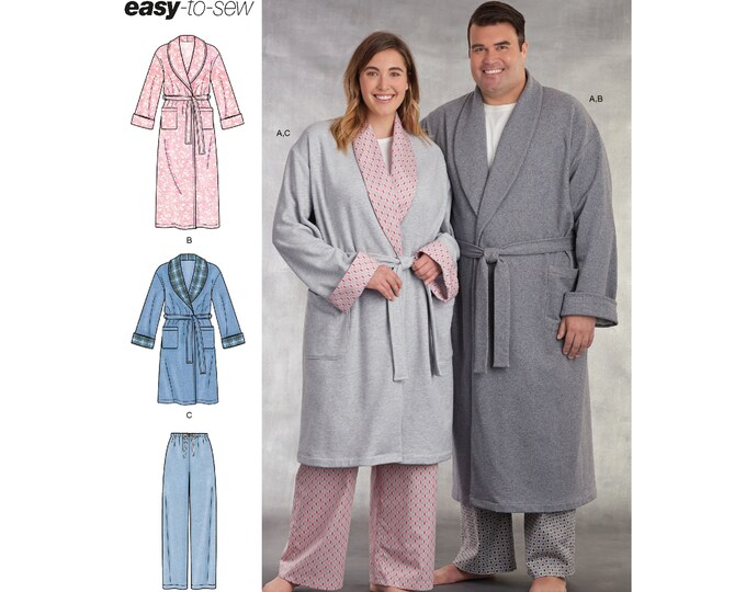 Sewing Pattern for Women's Pajama Bottoms and Robe, Womens Sleepwear ...