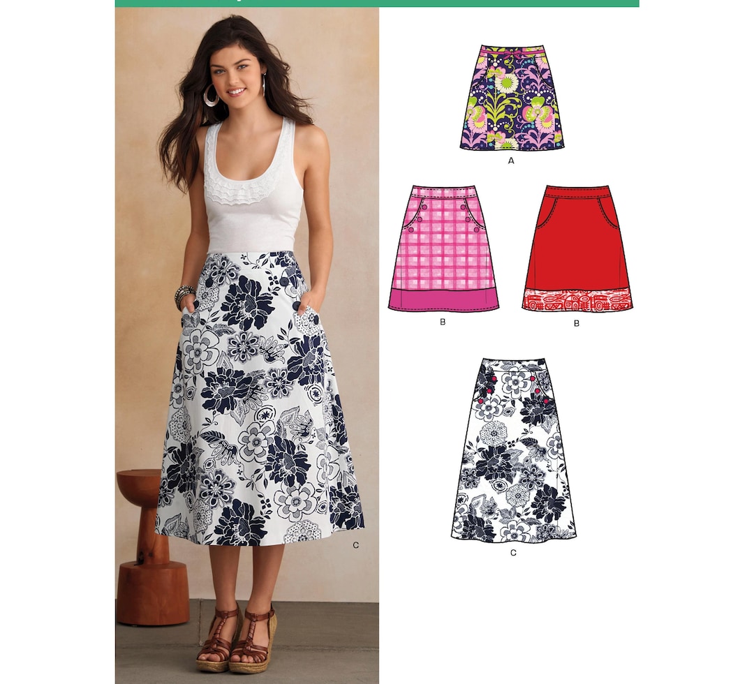Sewing Pattern for Women's Skirts, Midi Skirt, High Waisted Skirt, A ...
