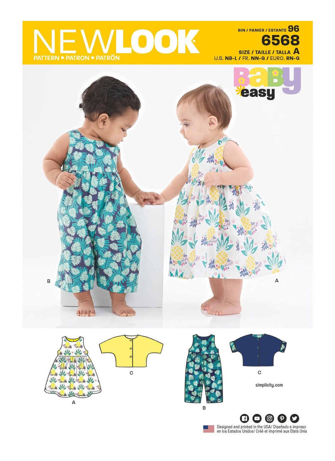 Easy Sewing Pattern for Baby Romper, Dress, and Jacket, Newborn Dress ...